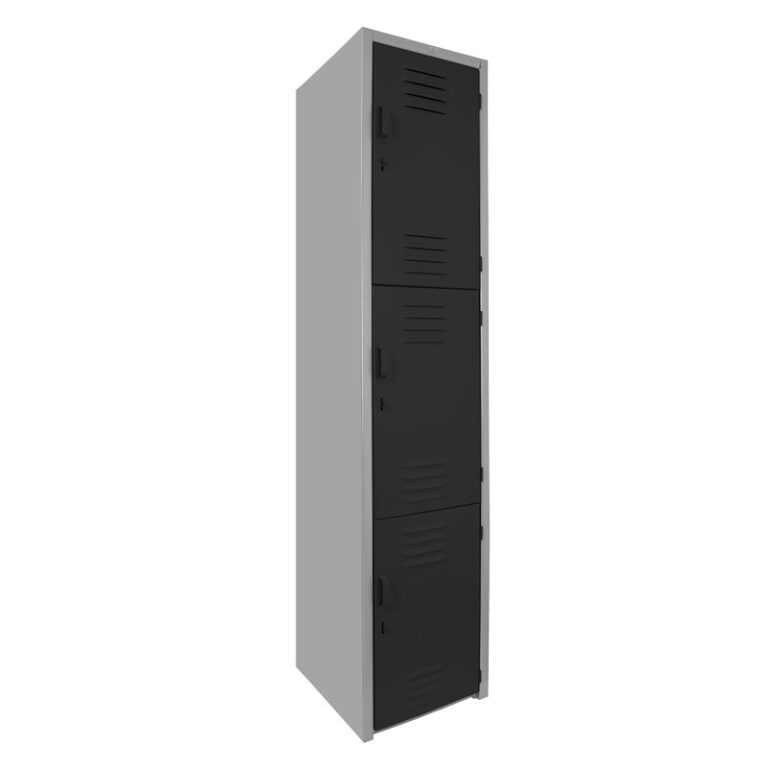 Locker 3 Puertas Estándar Dual – Negro – Eskul | Mobiliario Educativo