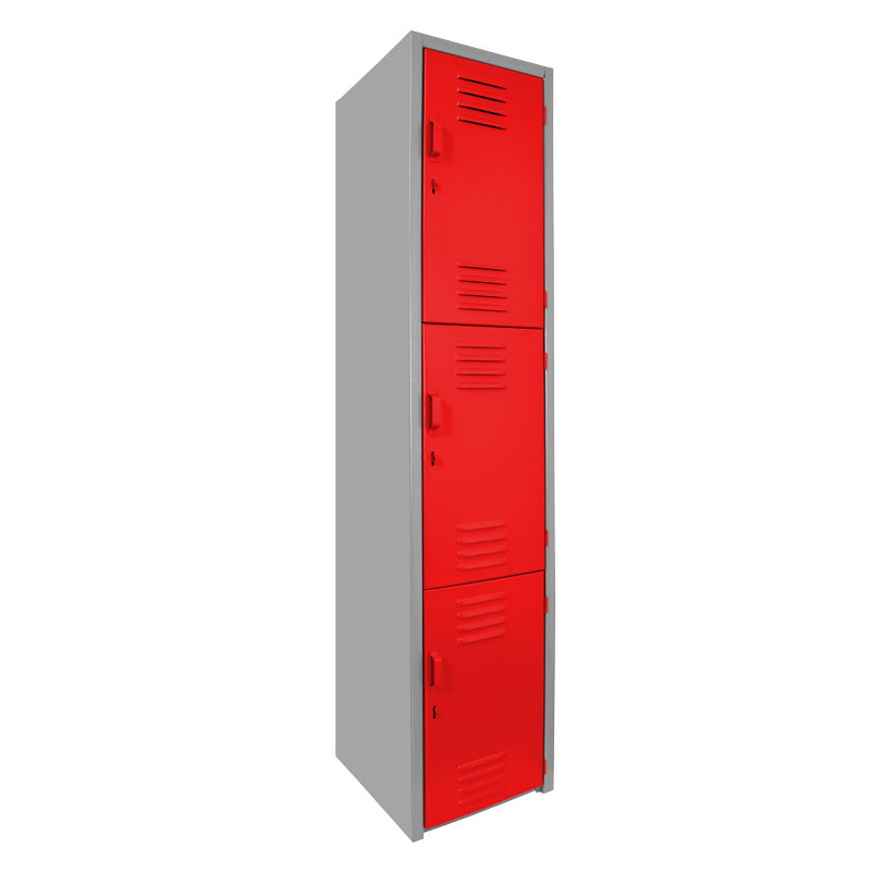Locker 3 Puertas Grande Dual – Rojo – Eskul | Mobiliario Educativo