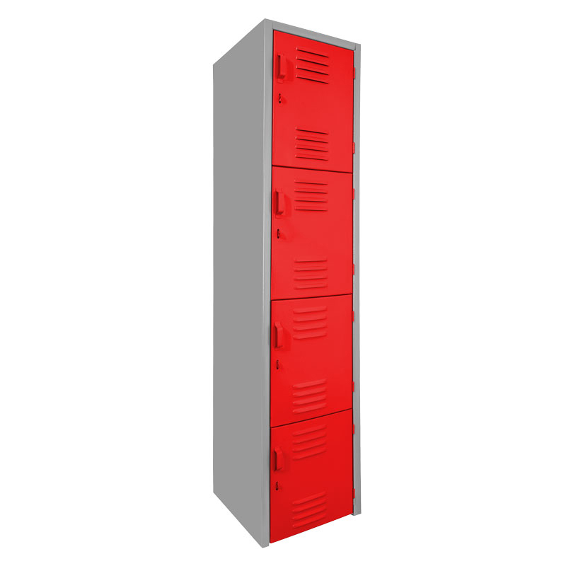 Locker 4 Puertas Estándar Dual – Rojo – Eskul | Mobiliario Educativo